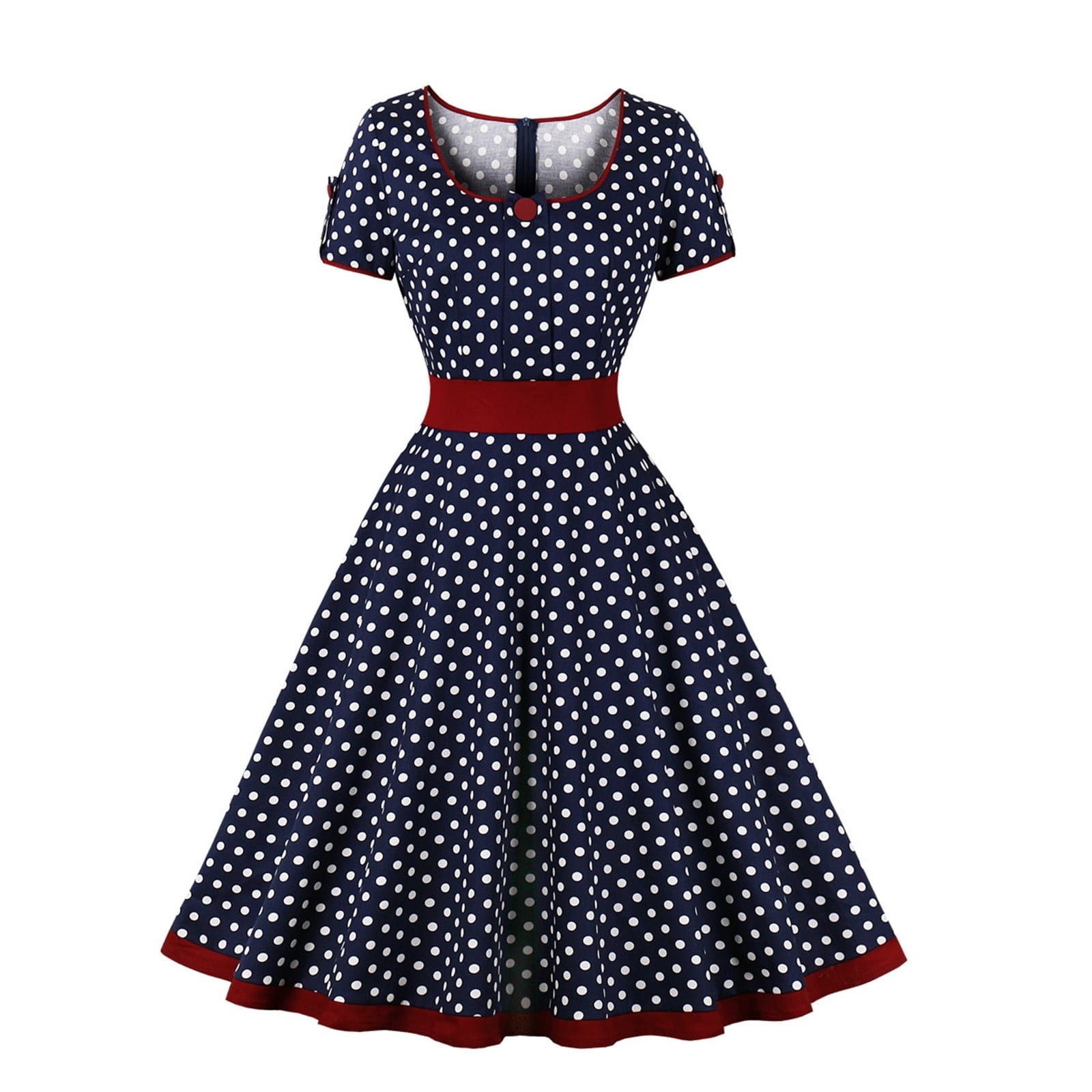 Mrat Retro Dresses for Women Short Sleeve Dress Printed A-Line High ...