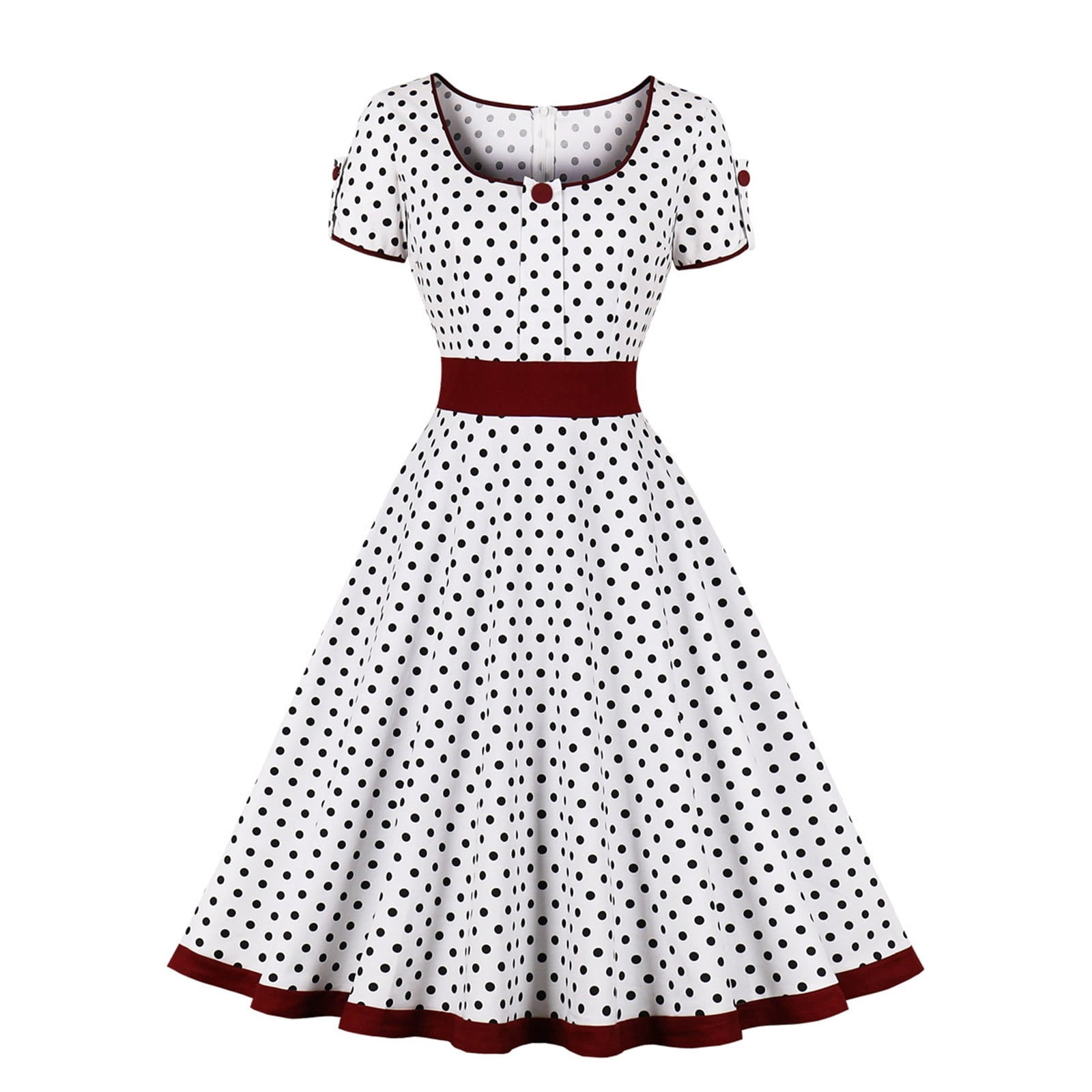 Mrat Retro Dresses for Women Short Sleeve Dress Printed A-Line High ...
