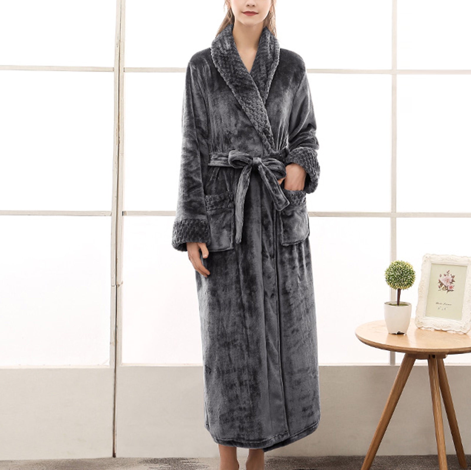 Mrat Robes Women Plush Long Robe Ladies Winter Warm Nightgown Couple ...