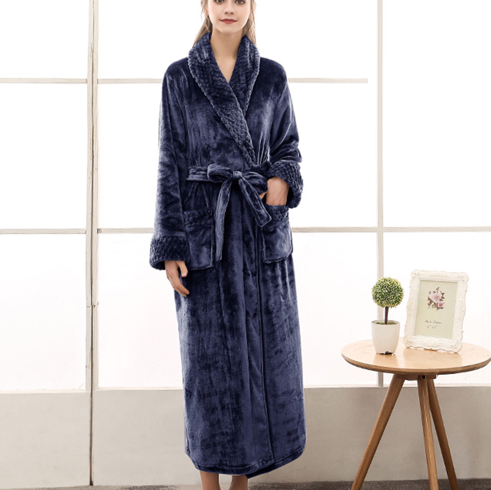 Mrat Robes Women Plush Long Robe Ladies Winter Warm Nightgown Couple ...