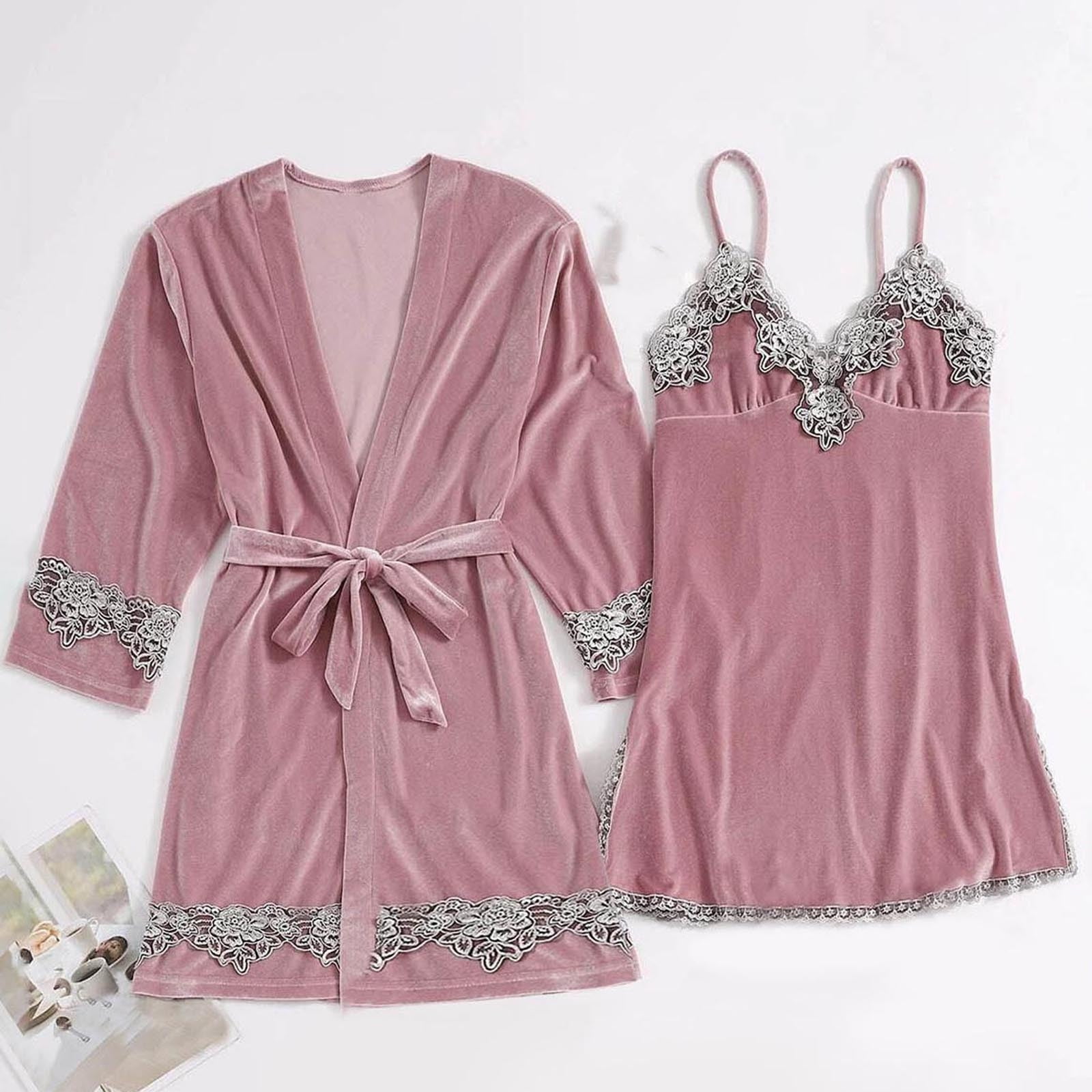 Robes Womens Pajama Short Set Ladies Gold Velvet Two Piece Nightgown ...