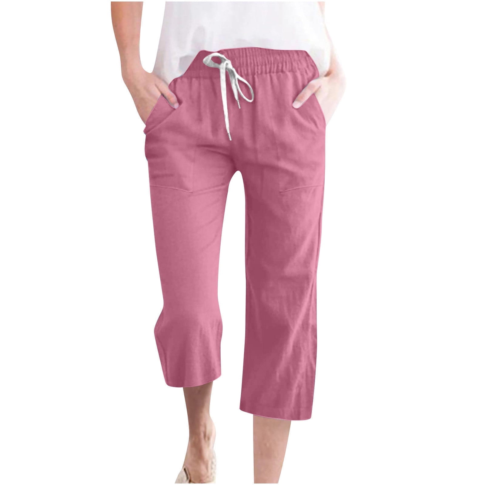 Mrat Straight Open Pants Fashion Womens Casual Solid Color Elastic ...