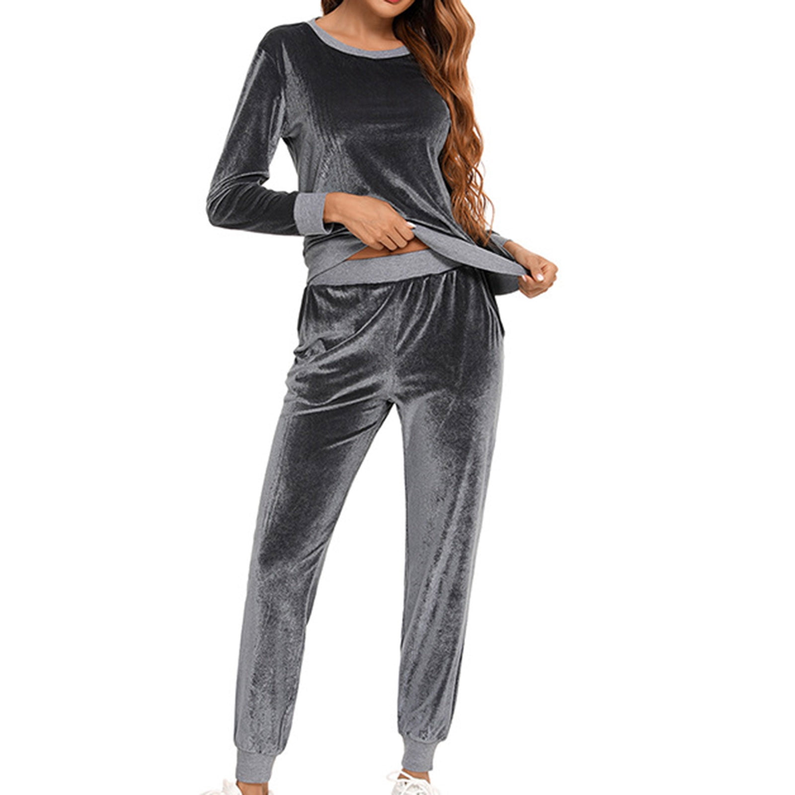 Mrat Two Piece Outfits Sweatsuit Tracksuit Sets Womens Velour Sweatsuit ...