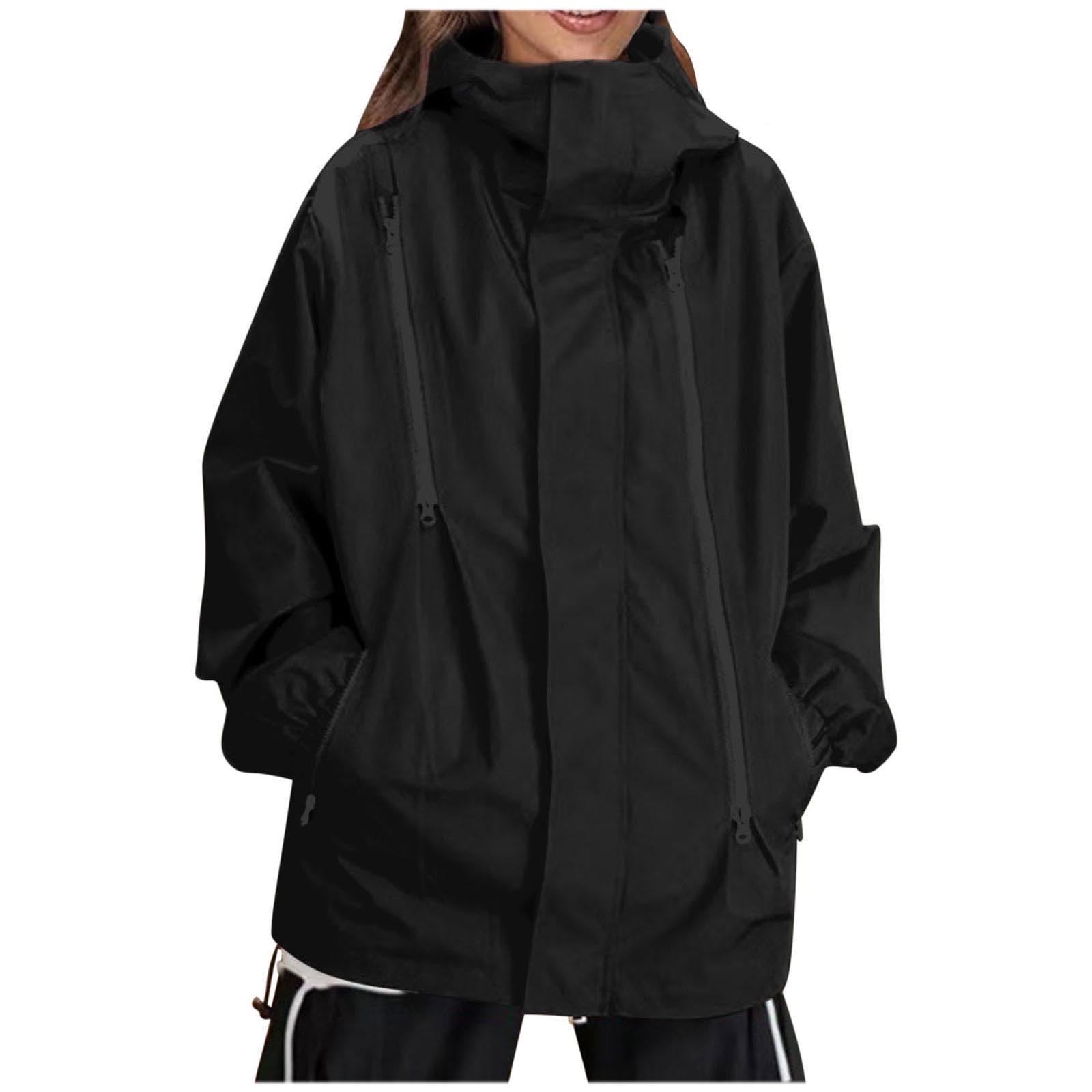 Mrat Warm Water Proof Jacket Lady Men and Women Lightweight Single-Layer Outdoor Loose Zippered ...