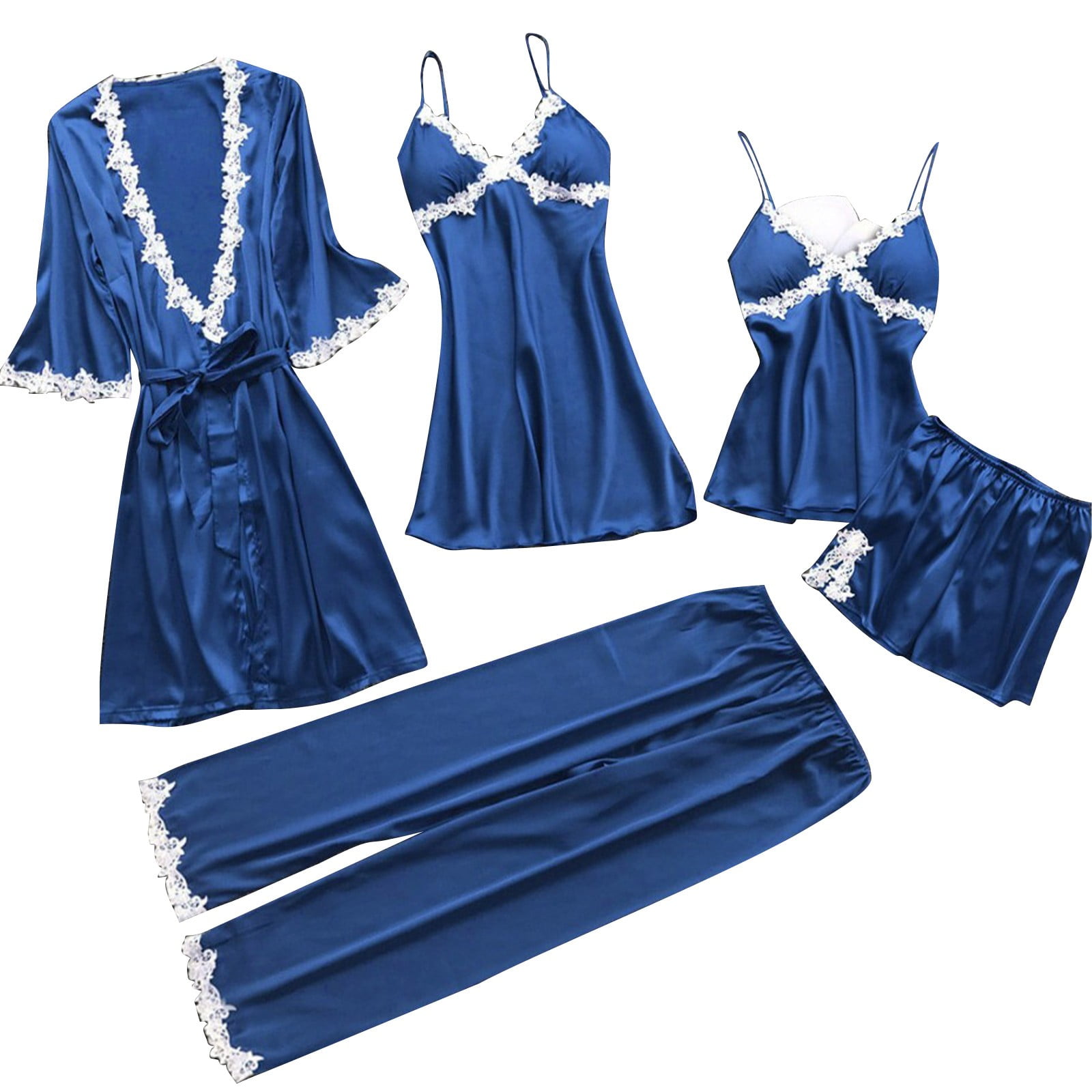 Mrat Women Nightgowns Pajama Sets 5-Piece Garter Matching Pajamas ...