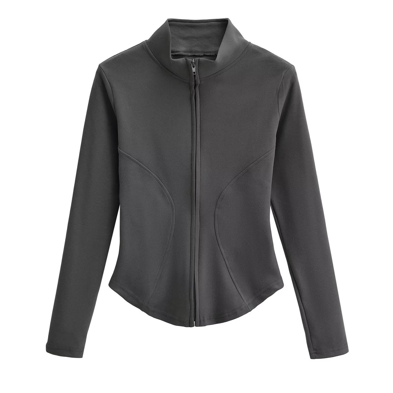 Mrat Women's Athletic Full Zip Lightweight Workout Jacket Yoga Cropped ...