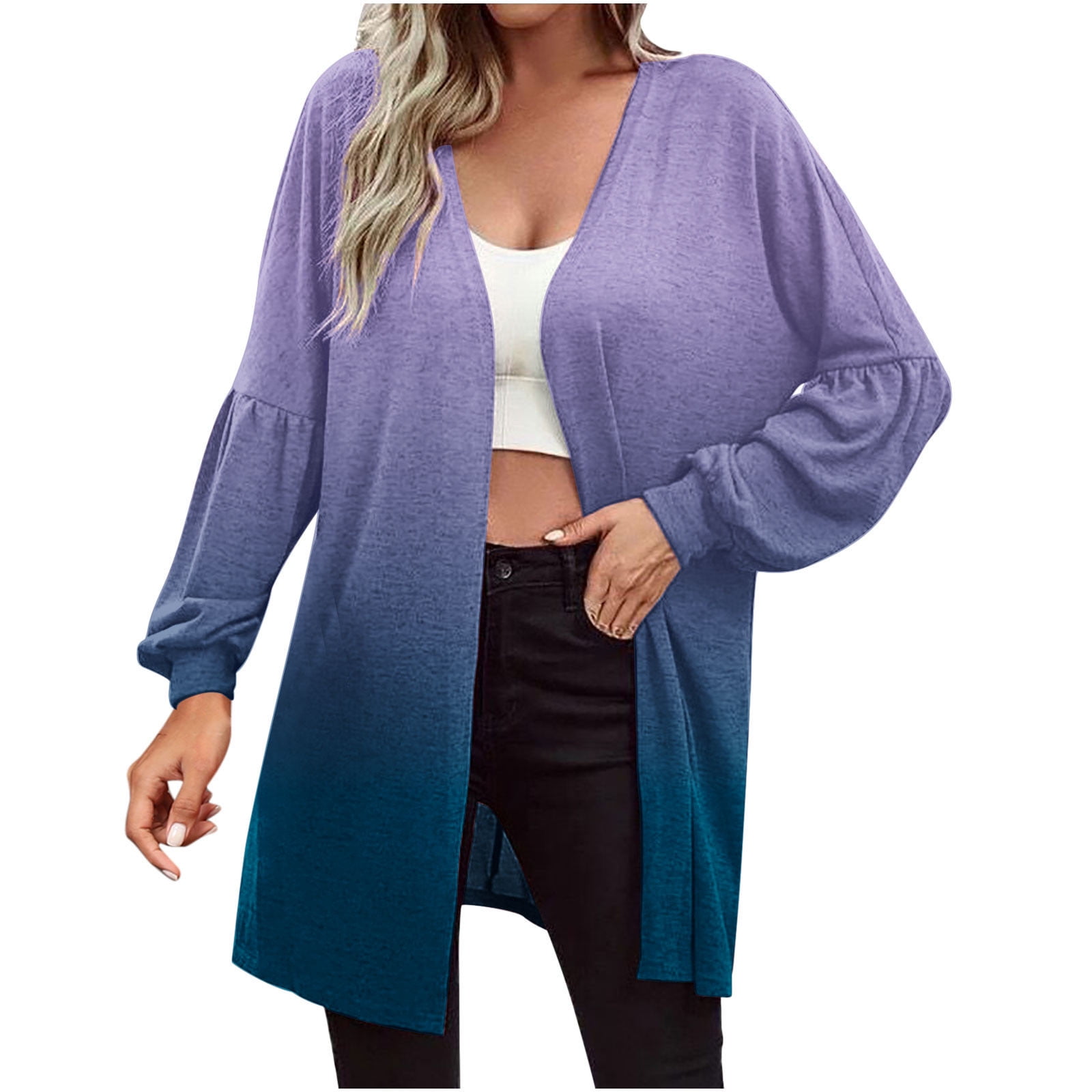 Mrat Women's Lightweight Summer Cardigan Print Loose Long Sleeve Sheer ...