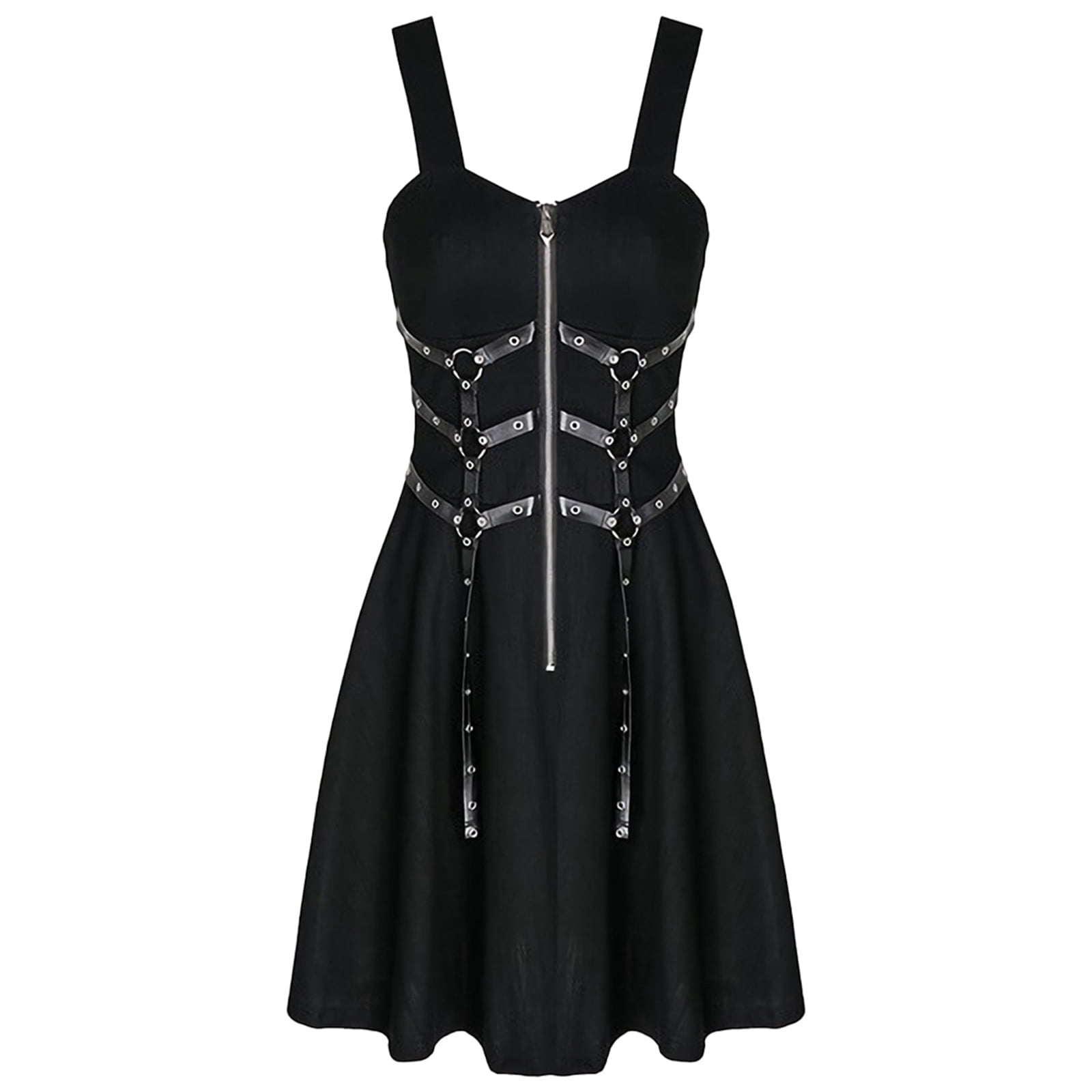 Mrat Women's Plus Size Gothic Dress Zipper Front High Waisted ...