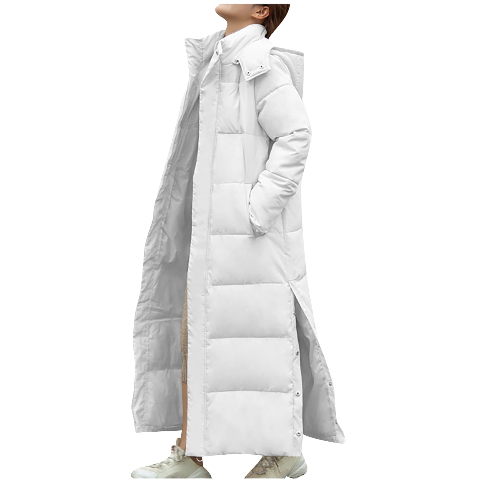 Mrat Women's Puffer Down Coat Long Lightweight Quilted Jackets Side ...