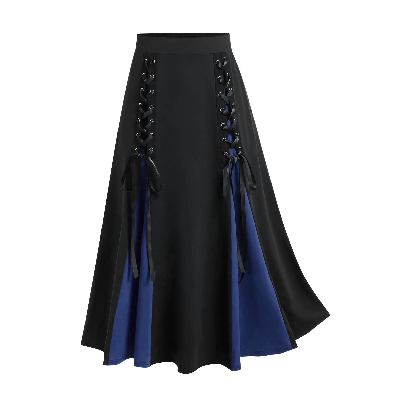 Mrat Women's Vintage Gothic Skirts Court Lace Stitching Skirt Steampunk ...