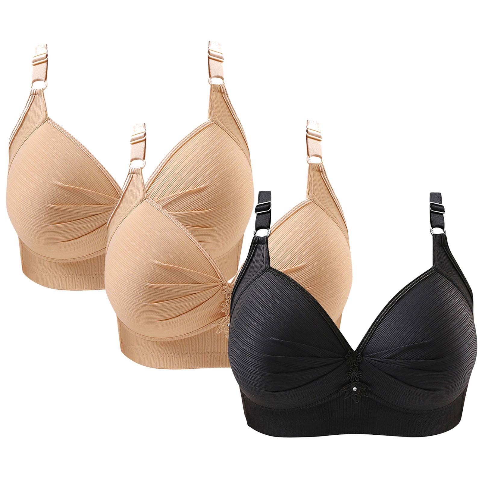 Mrat Womens Bra Convertible 3PCS Woman's Fashion Plus Size Wire Free ...