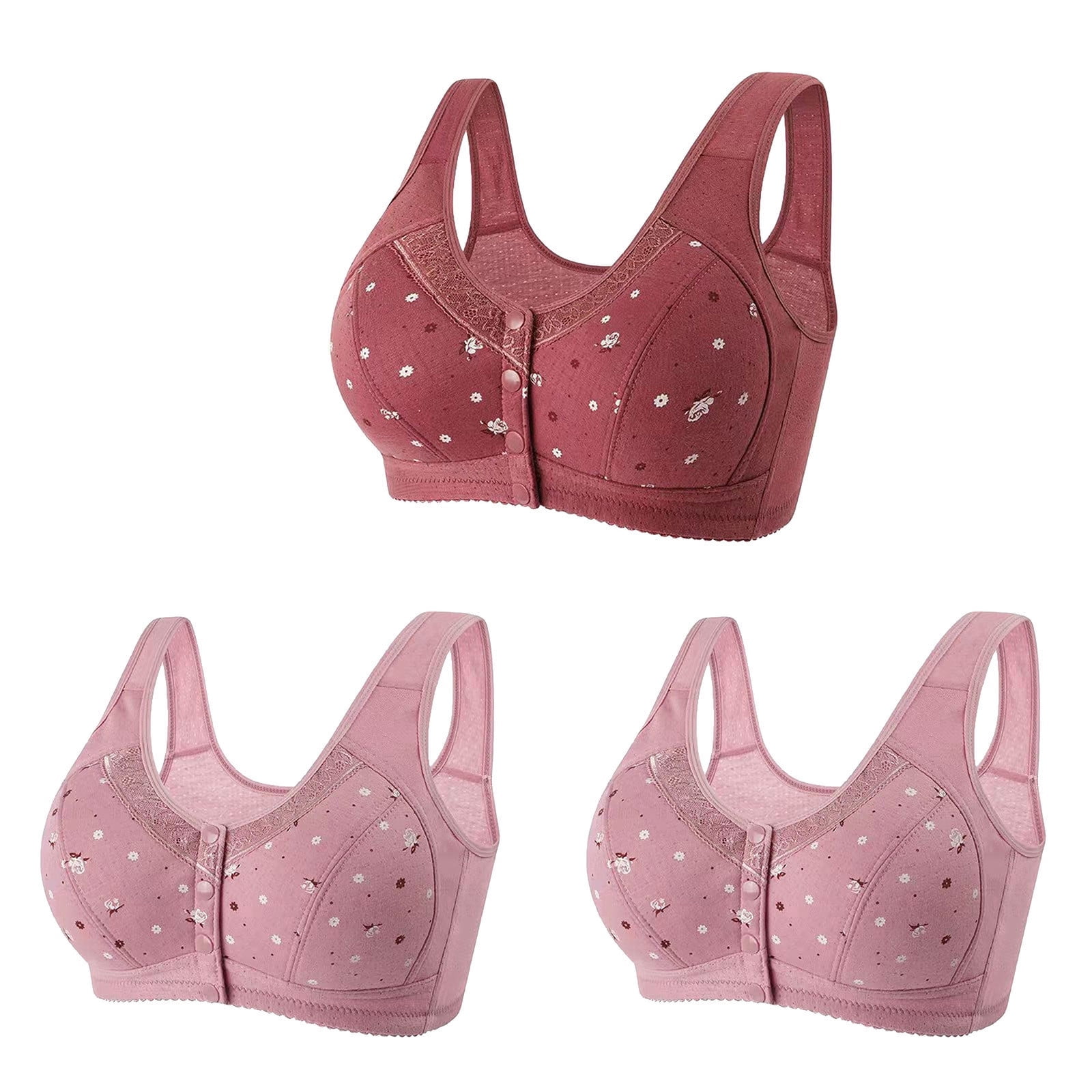 Mrat Womens Bra Pullover Bras for Older Women 2024 Front Close Button ...