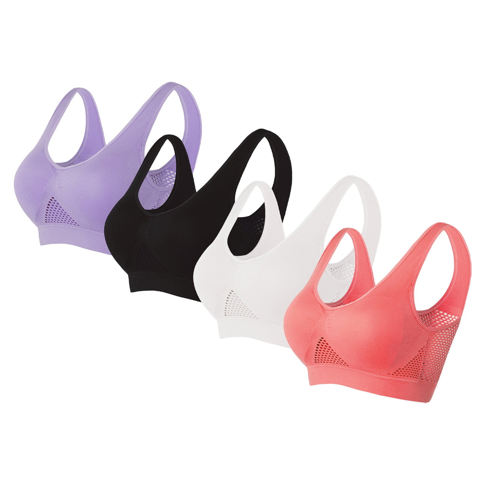 Mrat Womens Low Back Bra Sports Bras for Women 4 Pack Women Seamless ...