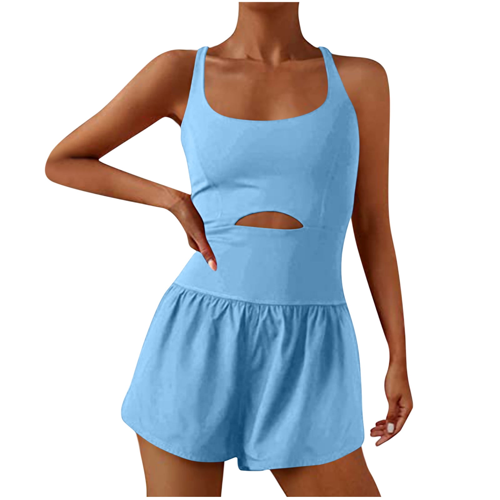 Mrat Womens Running Onesie Workout Romper One-Piece Tank Dress Bodice ...