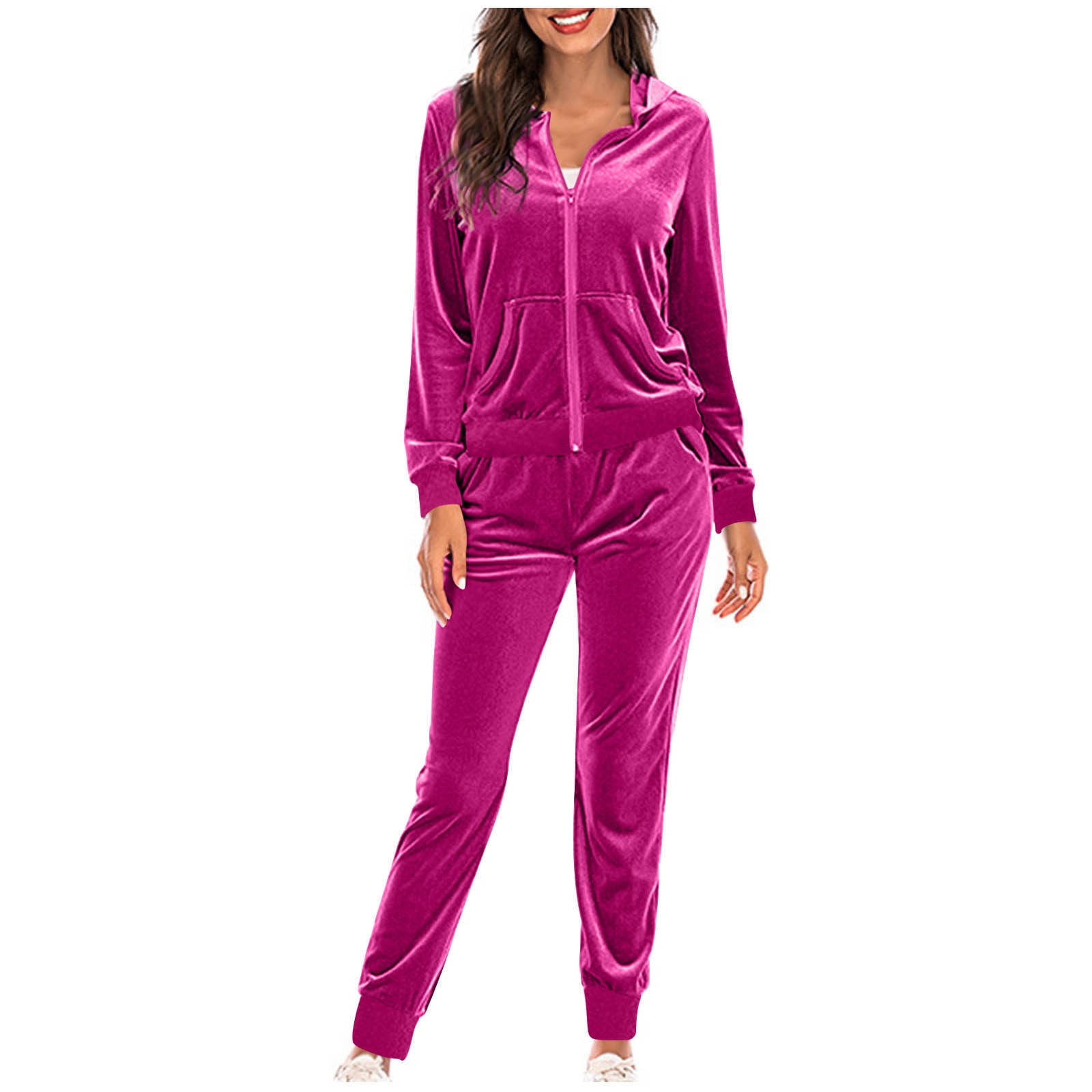 Mrat Womens Velour Tracksuit Two Piece Outfits for Women Long Sleeve ...