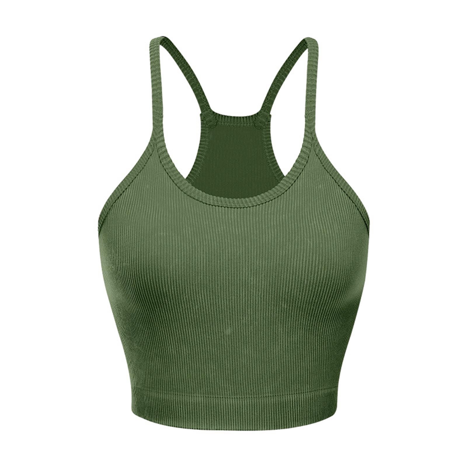 Mrat Womens Yoga Bralettes Women's Crop Solid Washed Seamless Rib-Knit ...