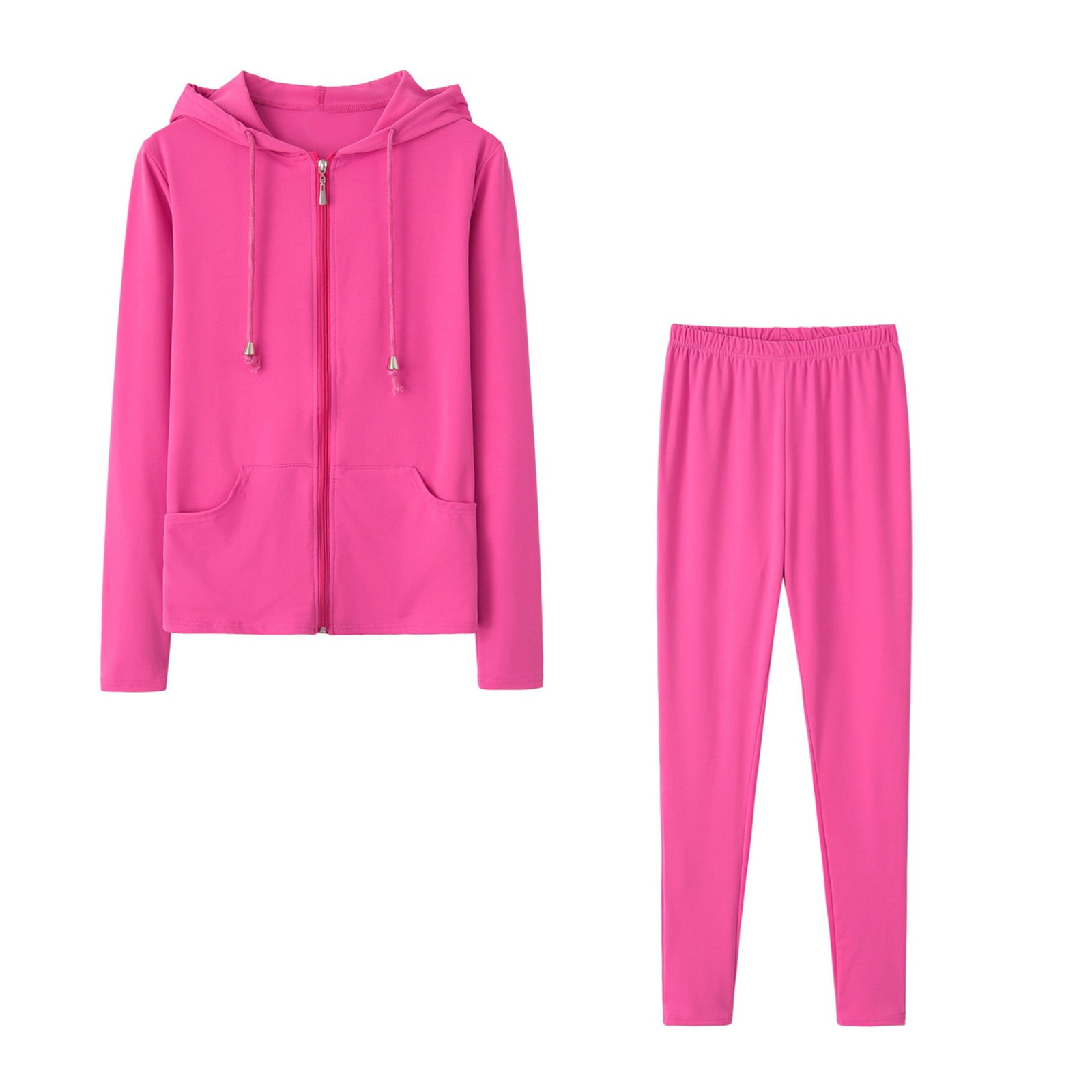 Mrat Womens zip Two Piece Outfits Casual Sweatsuits Solid Tracksuit ...