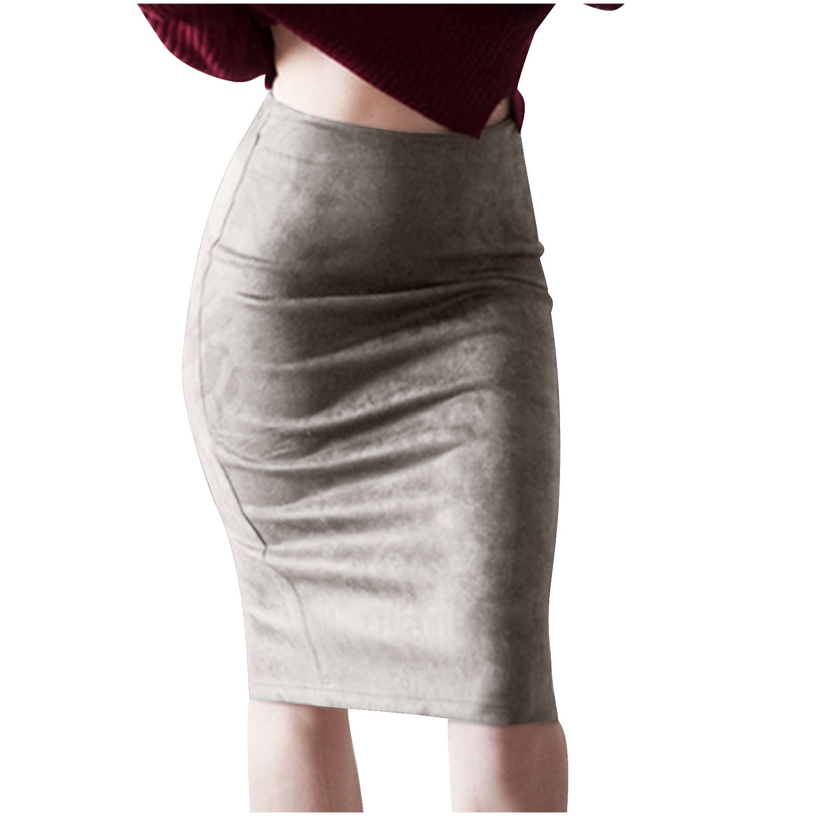Mrat Wrap Skirts Full Length Suede Skirt with Split Deerskin Velvet ...