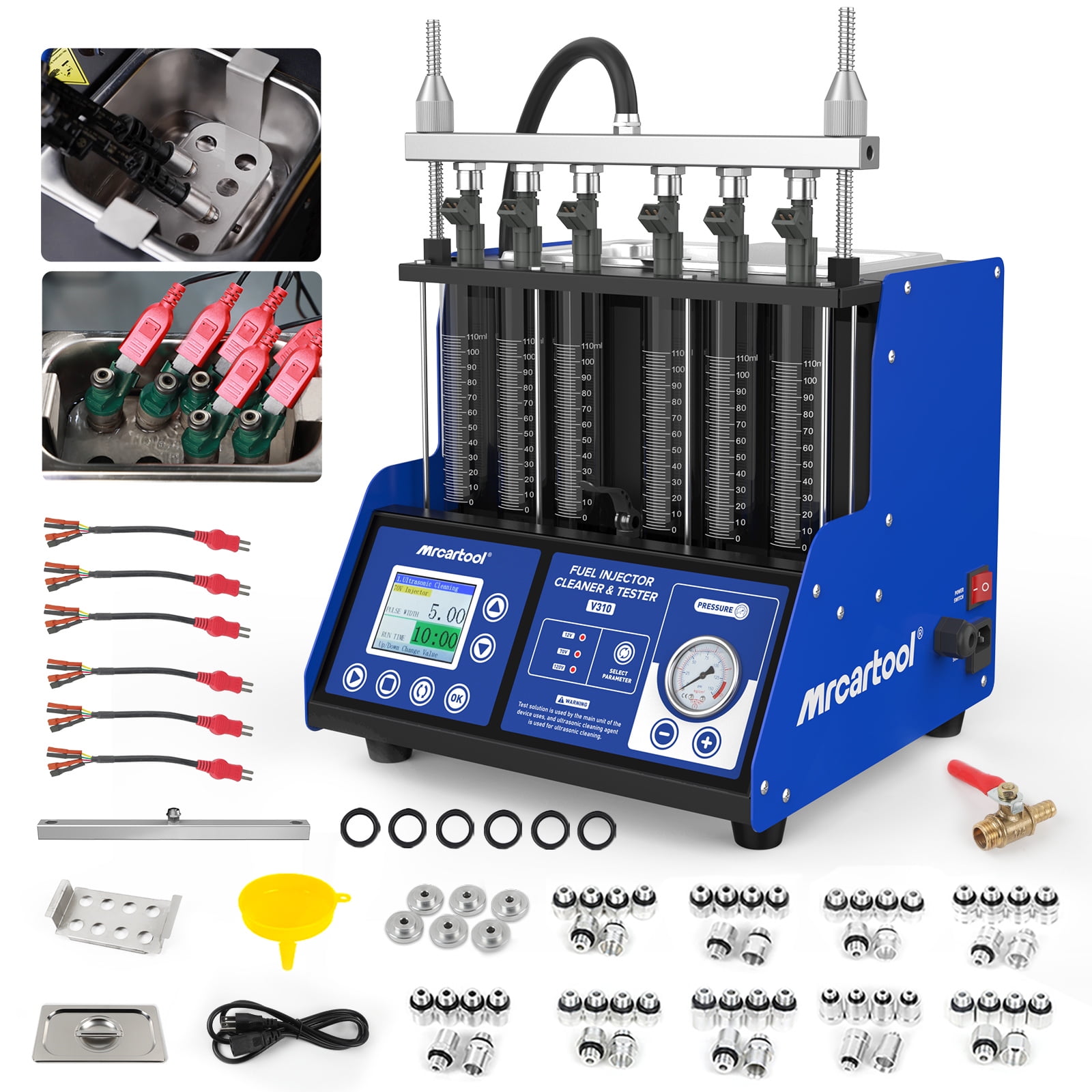 MRCARTOOL V310 Ultrasonic Fuel Injector Cleaner & Tester Machine for ...