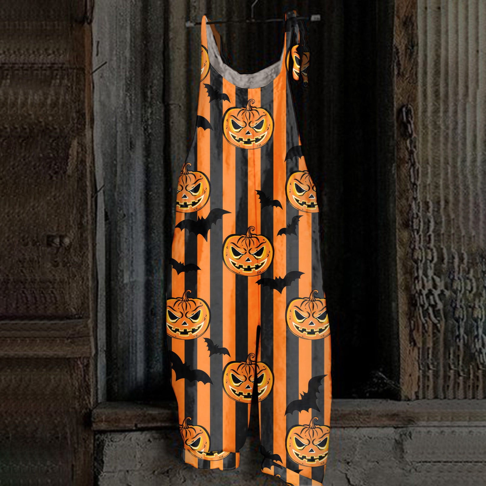 Mrigtriles Halloween Womens Jumpsuits Casual Fall Pumpkin Face Bat ...