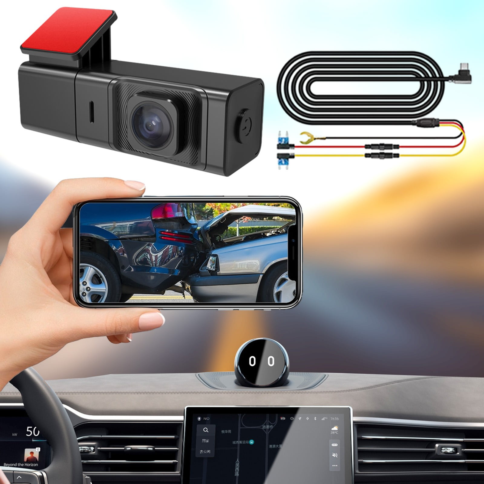 Mrmaere 2K Hidden Car Recorder Cell Phone WIFI Interconnection HD Night ...