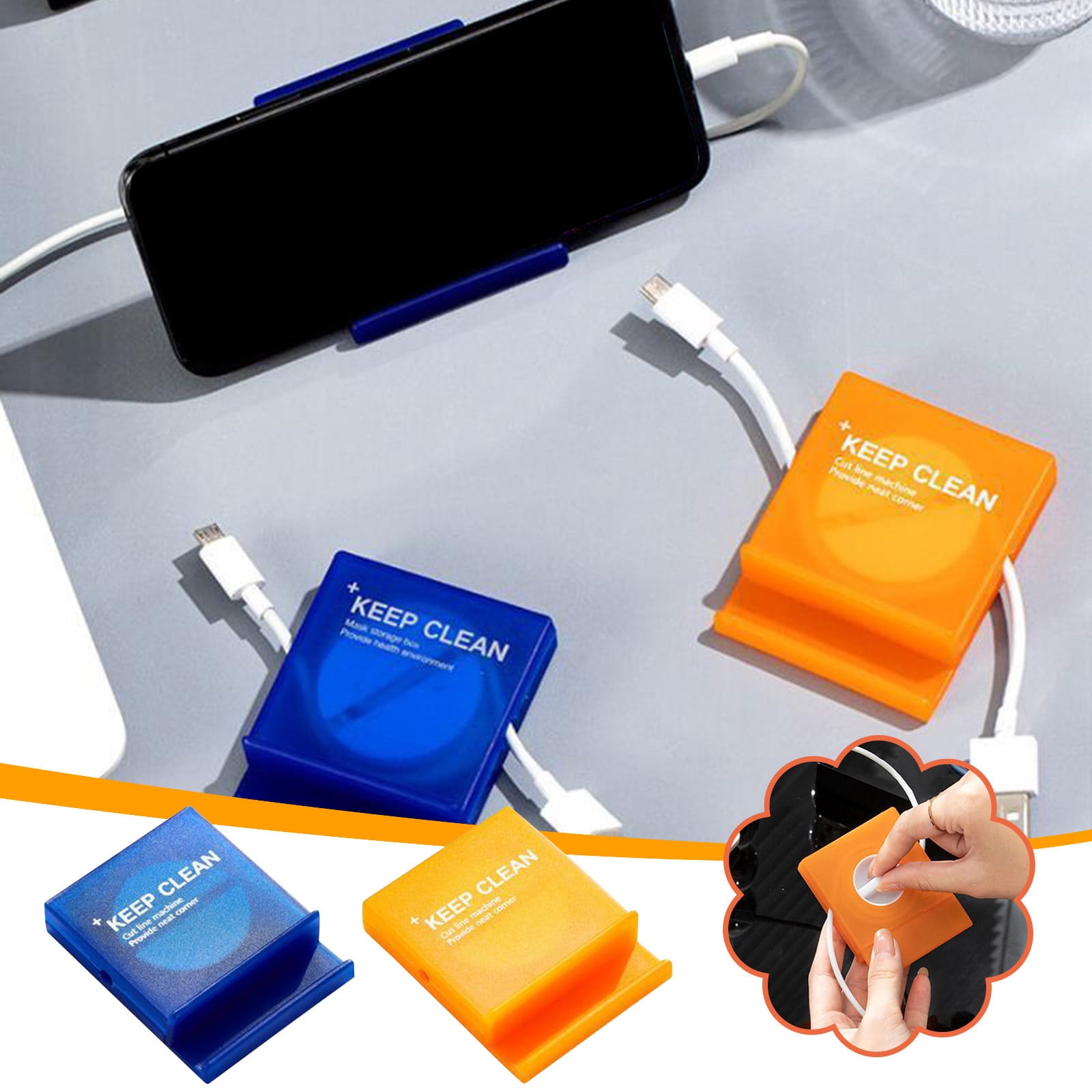 Mrmaere 2Pcs Data Cable Storage Box Rotating Storage Charging Cable ...