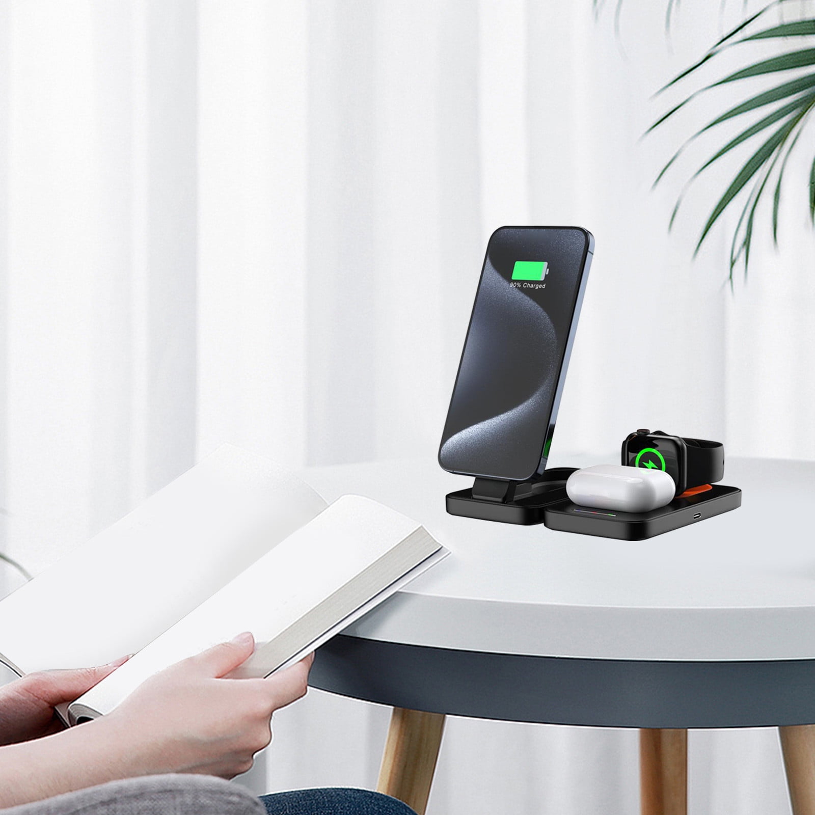 Mrmaere 3-in-1 Wireless Charger with LED Light for Smart Devices ...