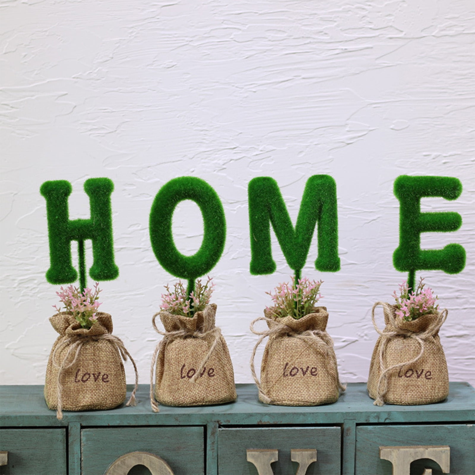 Mrmaere 4-Piece Set of Creativing Letter Simulation Bag Plant Pots-Home ...