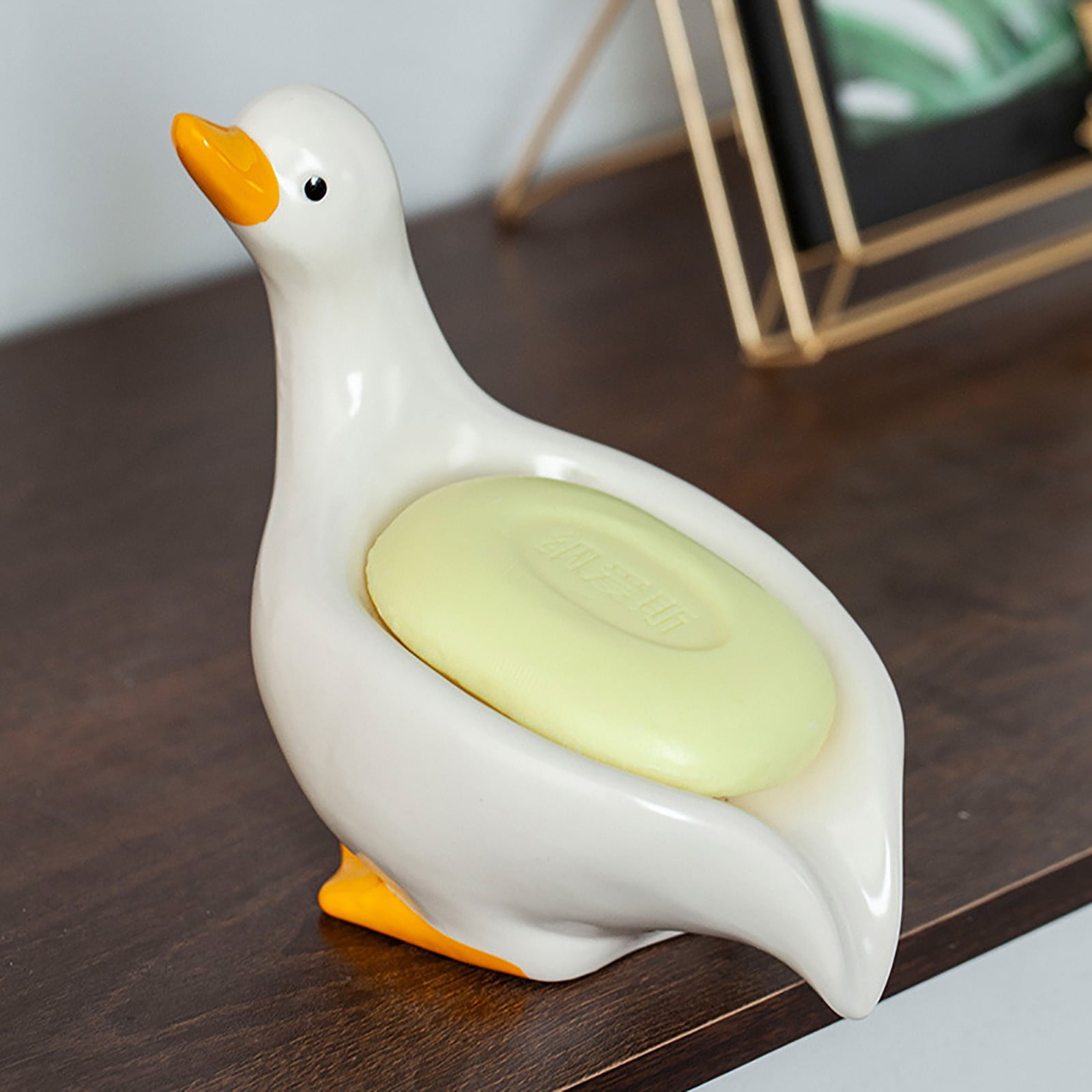 Mrmaere Ceramic Duck Shaped Soap Box, Cute Duck Soap Dish with Storage ...