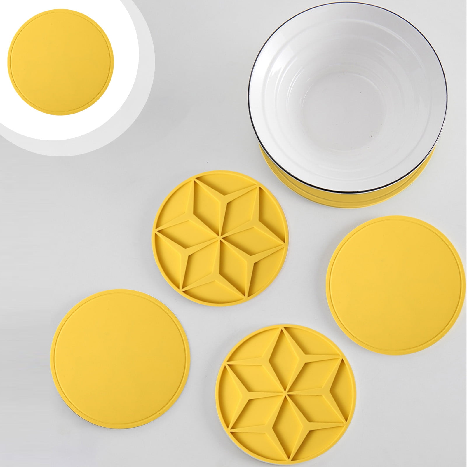 Mrmaere Food Grade Round Silica Gel Placemat - Heat Insulation and Anti ...