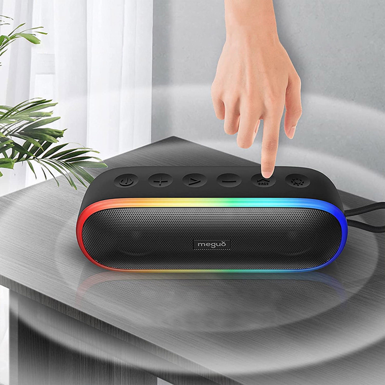 Mrmaere High Power Rgb Bluetooth Speaker With Fm Radio Waterproof Portable For Outdoor