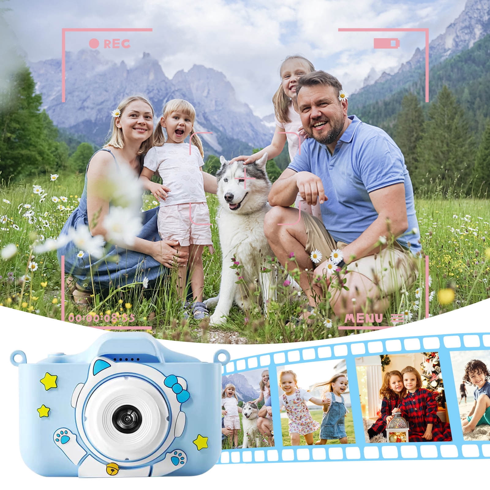 Mrmaere Kids Digital Camera with Rechargeable Battery and Double Lens ...