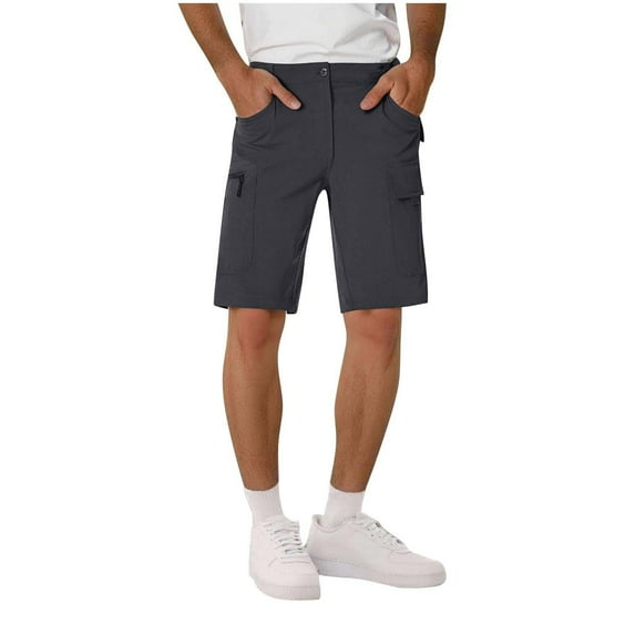 Mrmaere Men's Cargo Patch Pocket Shorts Long Length Elastic Waist ...