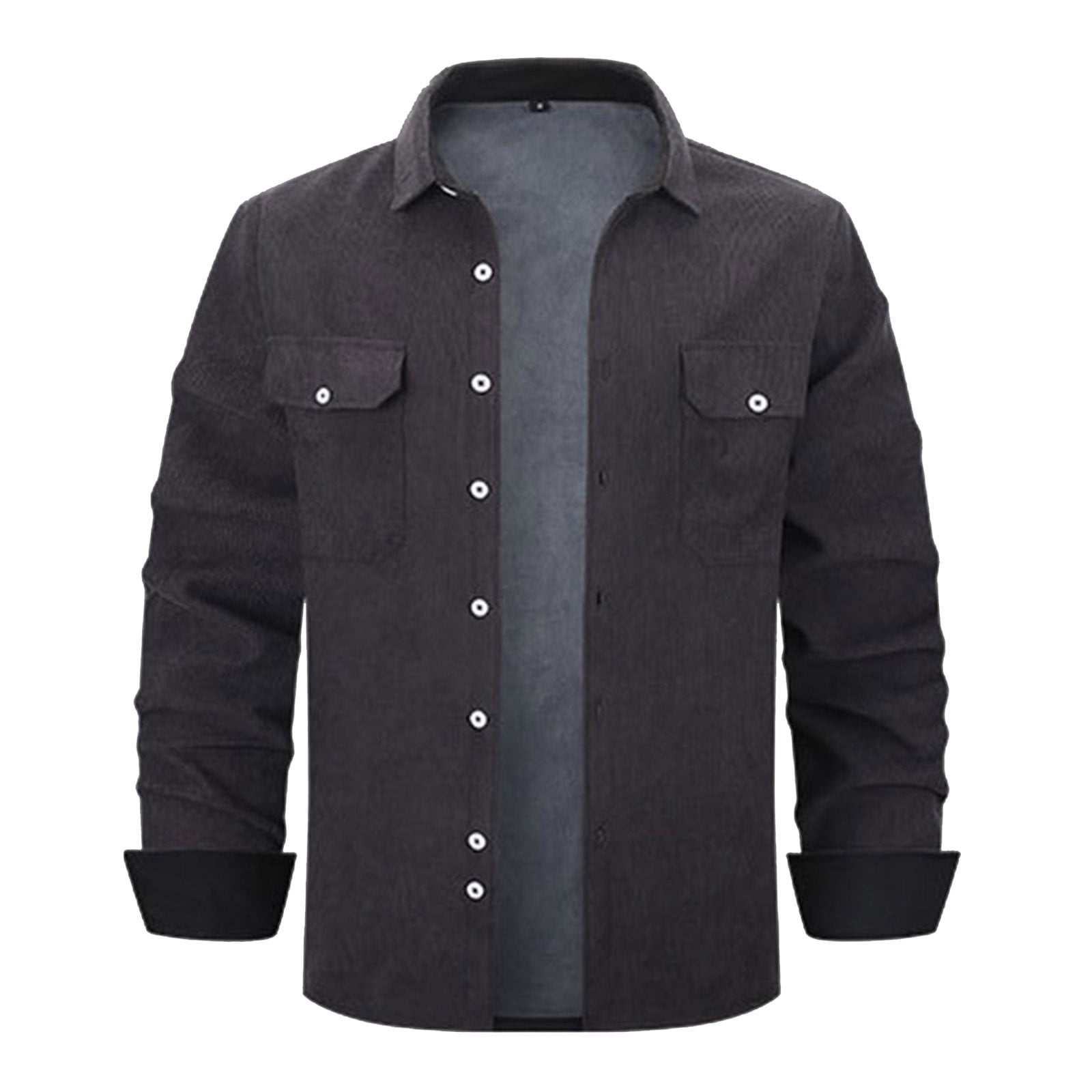 Mrmaere Men's Collared Shirt Jacket Thermal Fabric Multi-Pocket Warm ...
