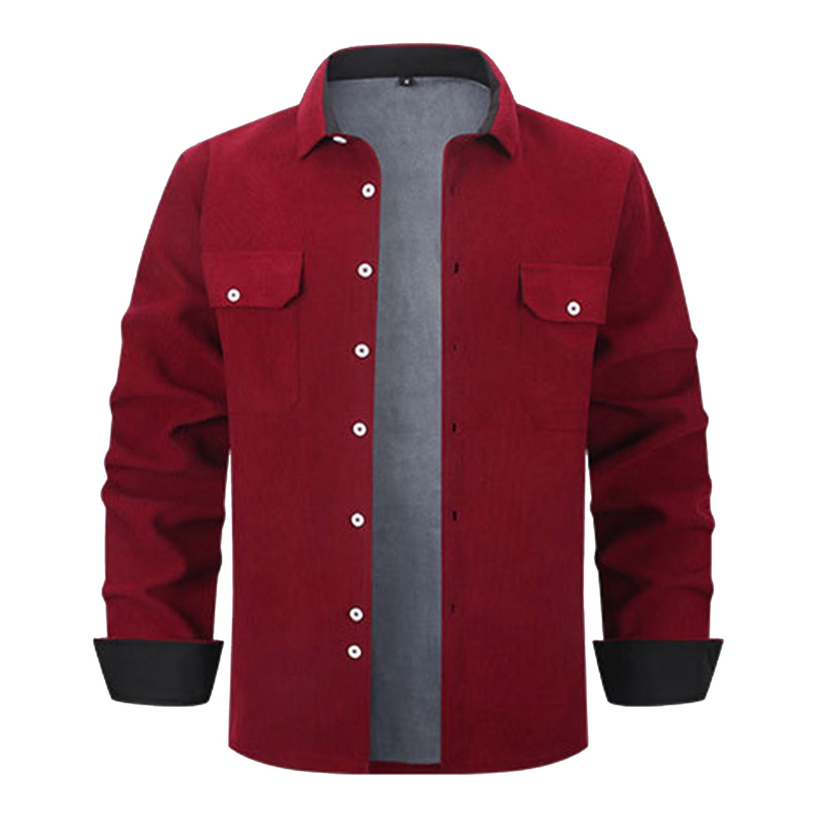 Mrmaere Men's Collared Shirt Jacket Thermal Fabric Multi-Pocket Warm ...