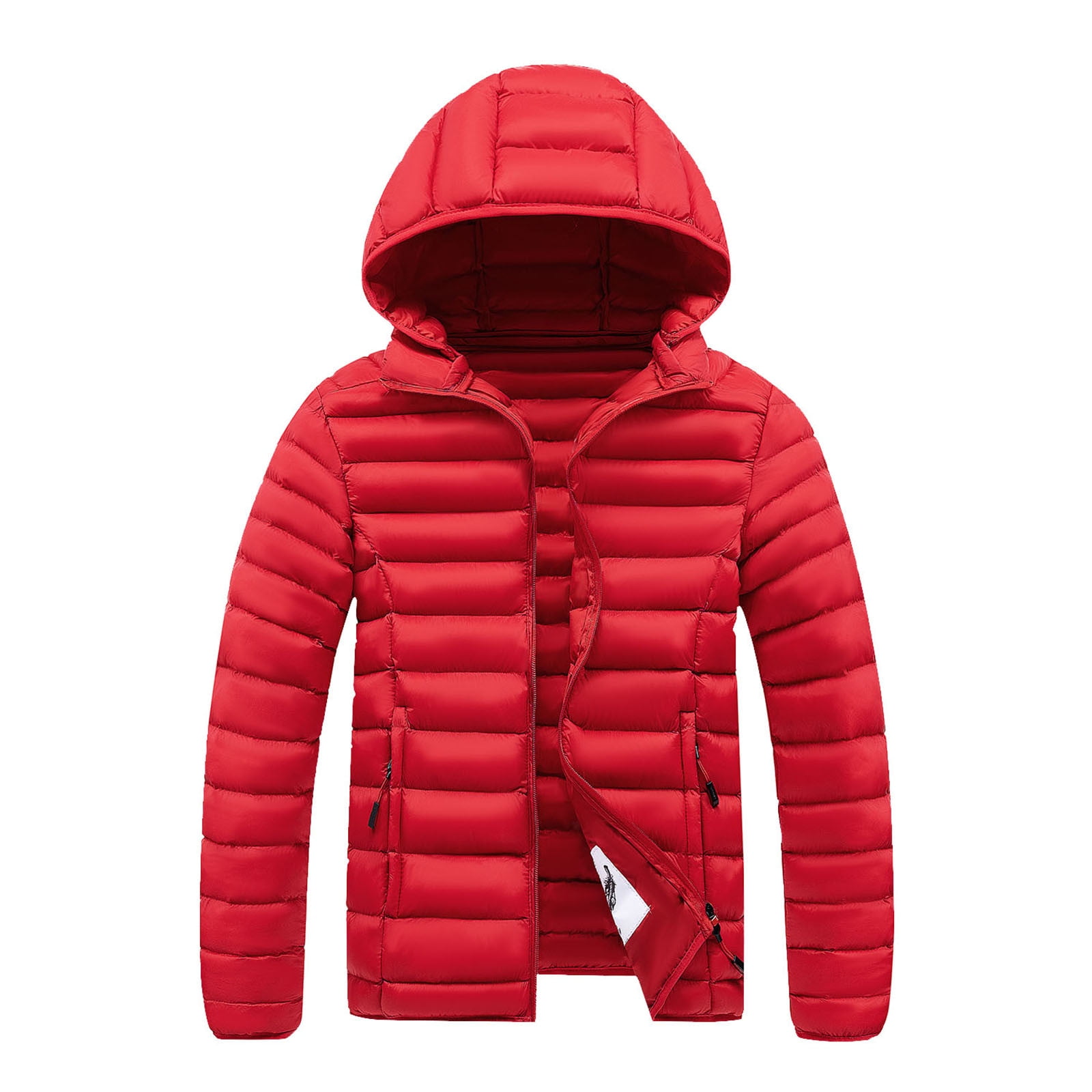 Mrmaere Men's Hooded Puffer Jacket Full-Zip Horizontal Quilted ...