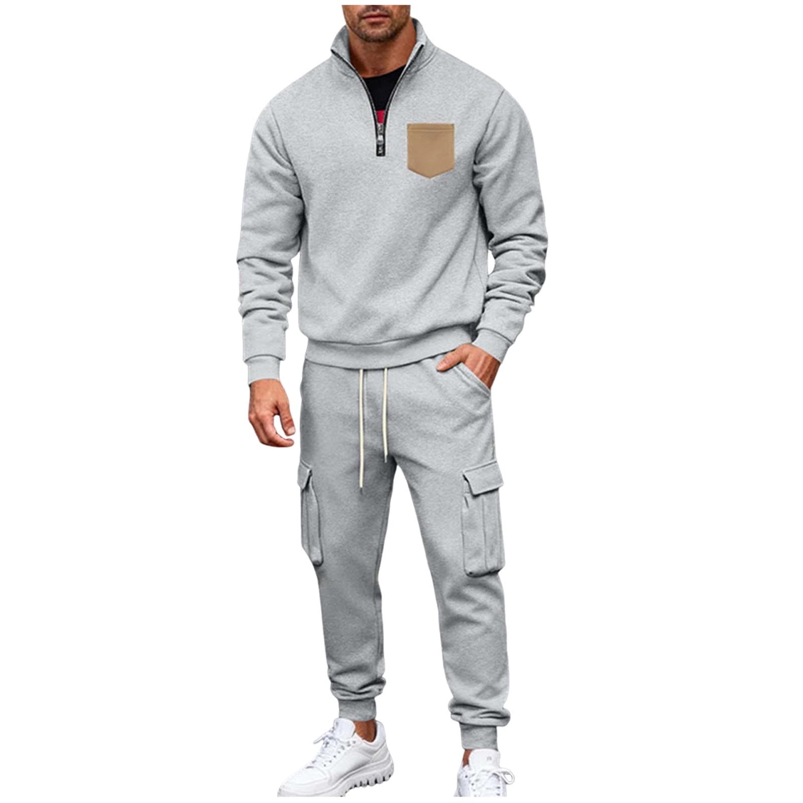 Mrmaere Men’s Printed Detail Casual Set Long Sleeve Soft Fabric Relaxed ...