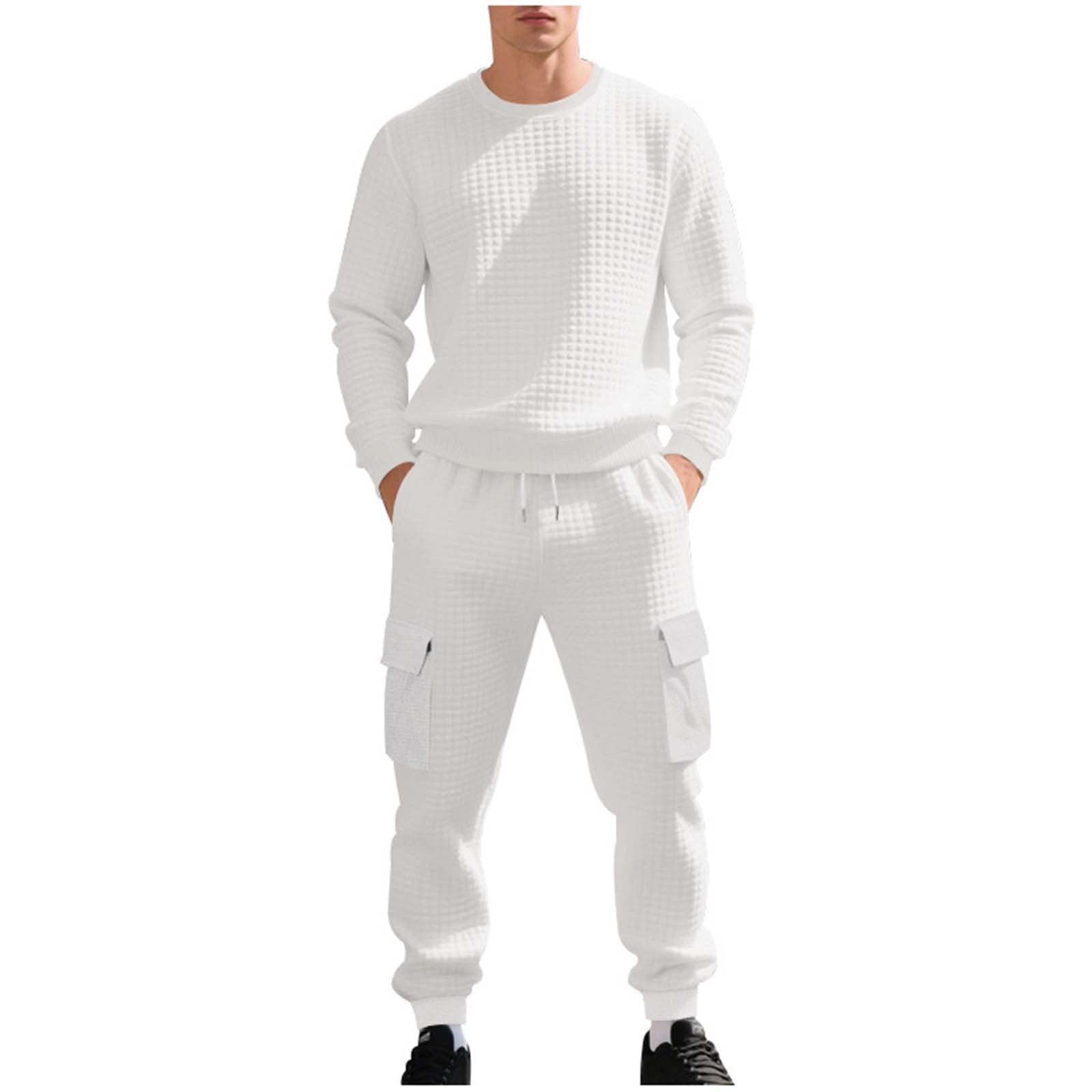 Mrmaere Men’s Pullover Work Two Piece Set Long Sleeve Stand Collar ...