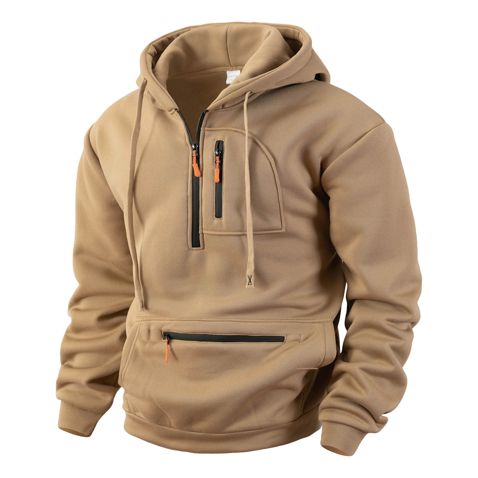 Mrmaere Men's Quarter Zip Pullover Hoodie Multi Zipper Pocket Design ...