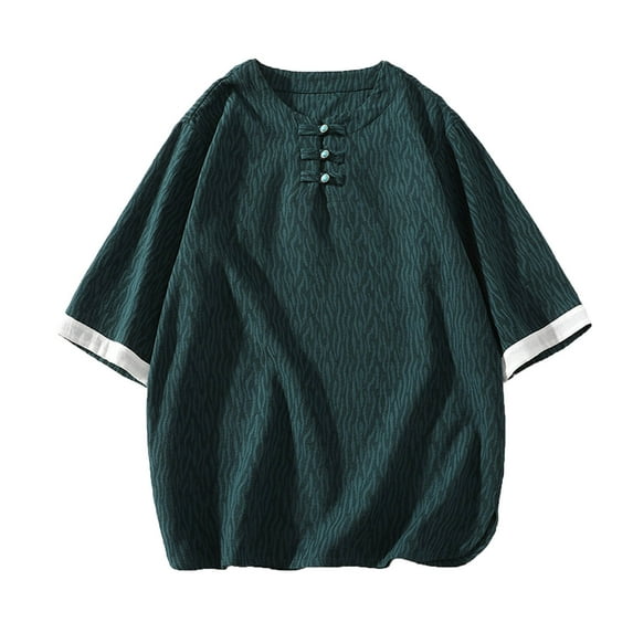 Mrmaere Men's Short Sleeve Oversized Shirt Contrast Design Spread ...