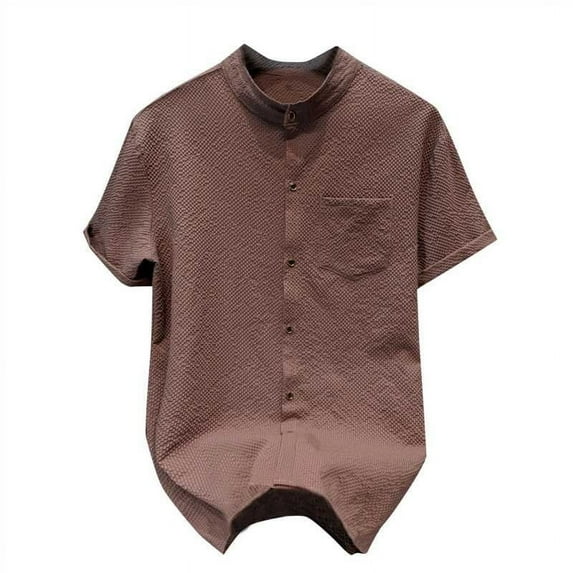 Mrmaere Men's Short Sleeve Shirt Chest Pocket Spread Collar Durable ...