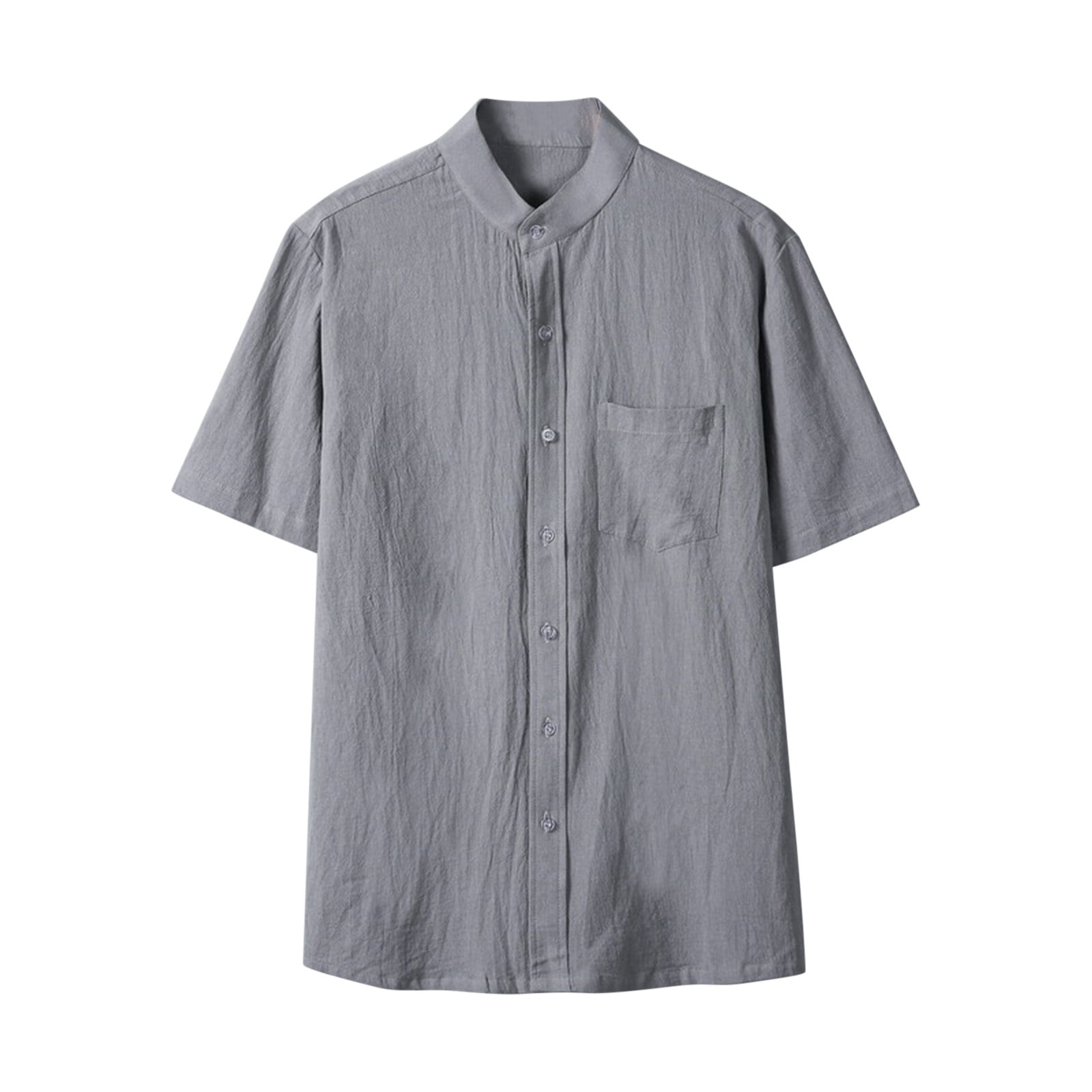 Mrmaere Men's Short Sleeve Shirt Point Collar Full Placket Smooth ...