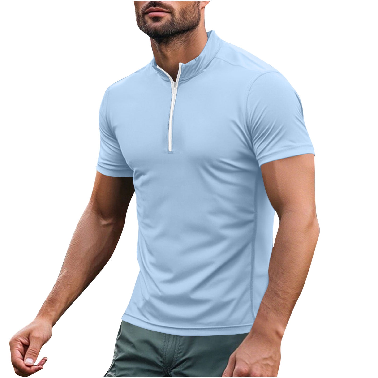 Mrmaere Men's Short Sleeve V Neck Top Half Placket Closure Stretchy ...