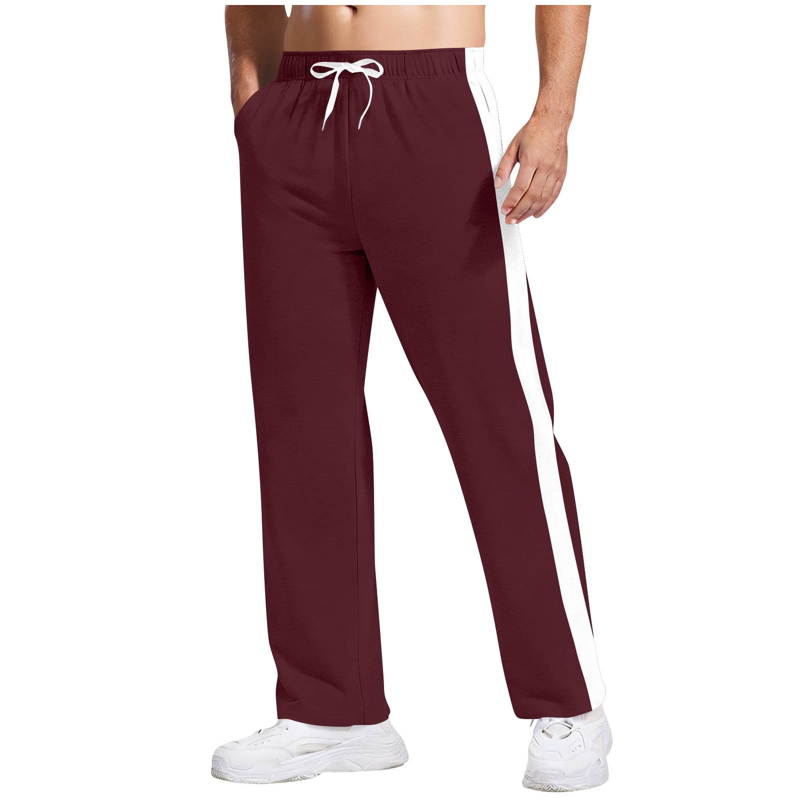 Mrmaere Men's Side Stripe Casual Pants Drawstring Waist Side Pockets ...