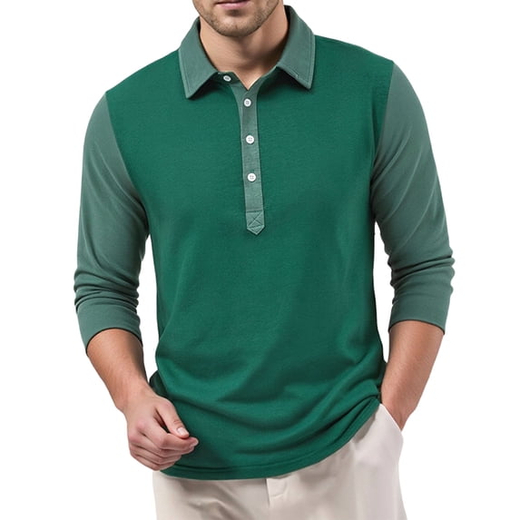 Mrmaere Men's Top Pullover Turn-Down Collar Long Sleeve Button Casual ...