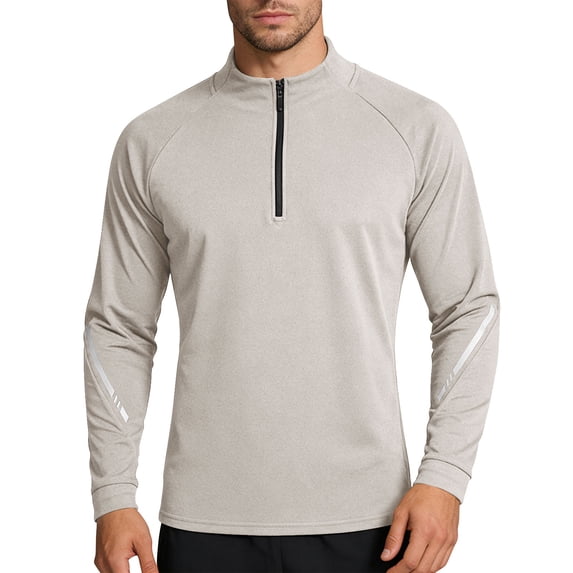 Mrmaere Men's Top Stand Collar Long Sleeve Zipper Solid Casual Athletic ...