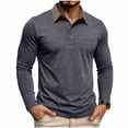 Mrmaere Men's Top Turn-Down Collar Long Sleeve Button With Pockets ...