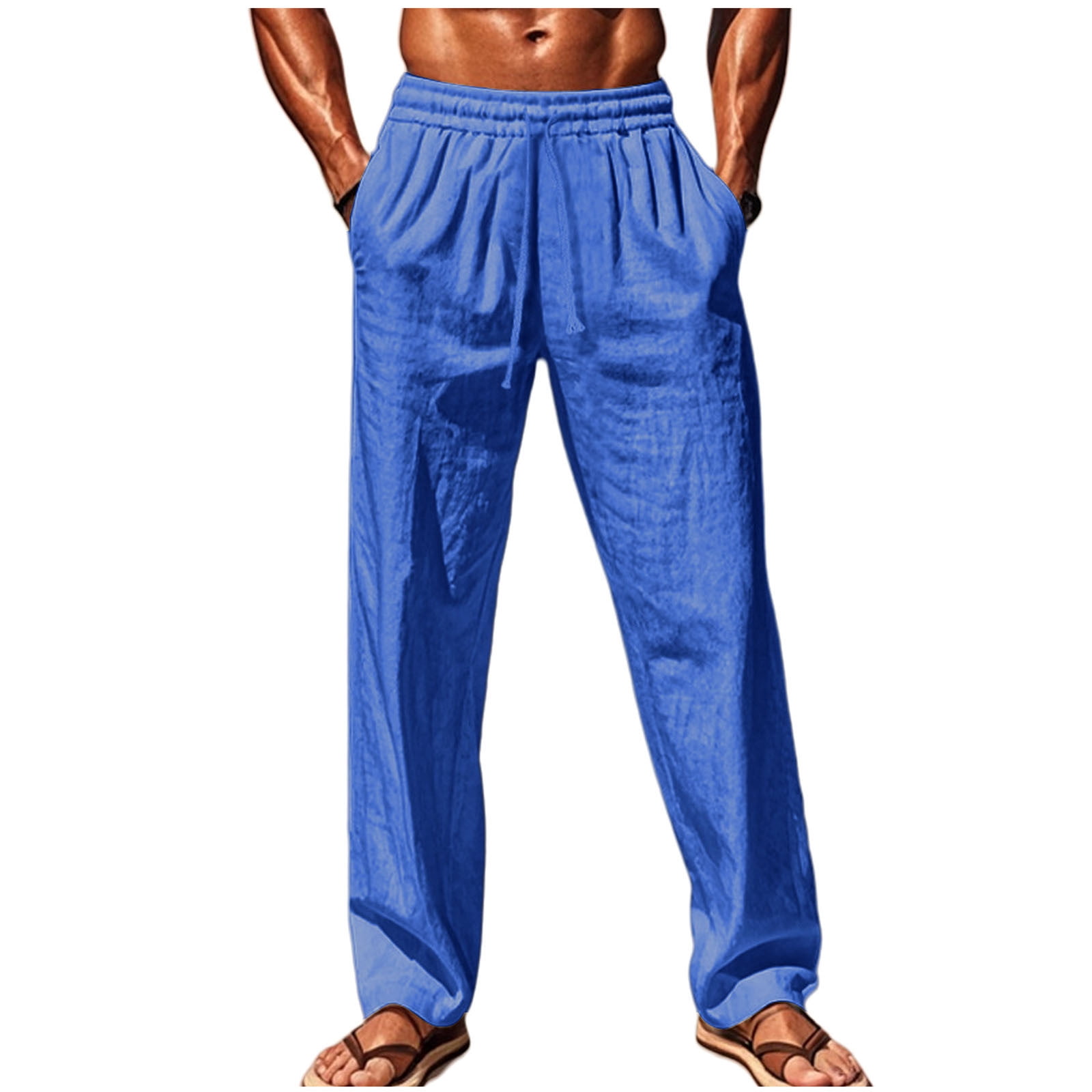 Mrmaere Men’s Wide Leg Drawstring Denim Pants Long Leg Soft Fabric ...