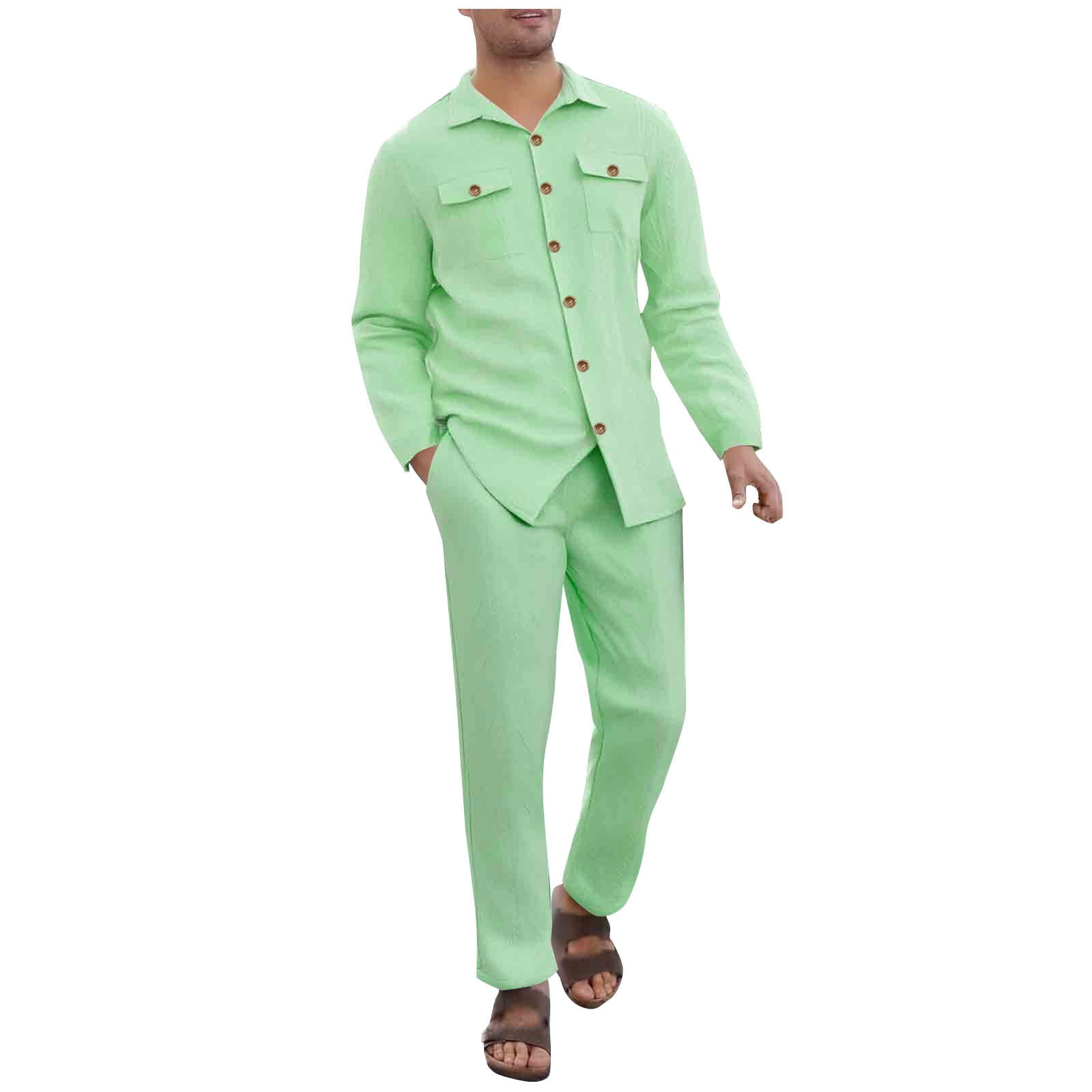 Mrmaere Men’s Work Style Casual Set Long Sleeve Button Front Sturdy ...