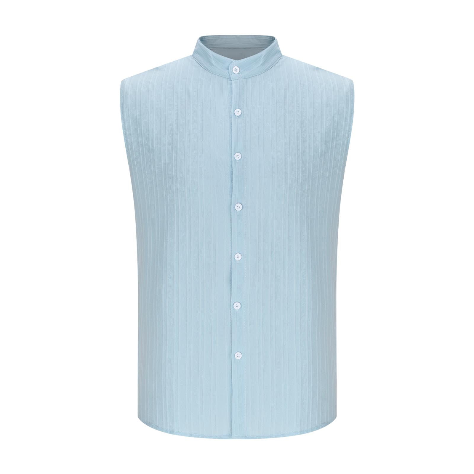 Mrmaere Mens Stand Collar Buttonless Tank Top Wrinkle Resistant ...